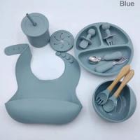 China Toddlers Suction Weaning Set Silicone Baby Feeding Set Dinner Tableware for sale