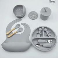 China Toddlers Suction Weaning Set Silicone Baby Feeding Set Dinner Tableware for sale