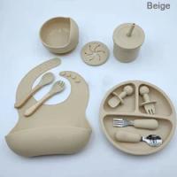 China Toddlers Suction Weaning Set Silicone Baby Feeding Set Dinner Tableware for sale