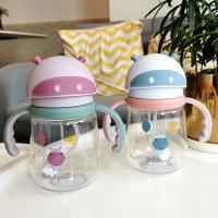 China Baby Training Cup With Handles Baby Drinking Cup 350ml Transparent Baby Straw Cup for sale