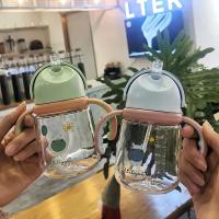 China Baby Training Cup With Handles Baby Drinking Cup 350ml Transparent Baby Straw Cup for sale
