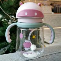 China Baby Training Cup With Handles Baby Drinking Cup 350ml Transparent Baby Straw Cup for sale