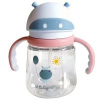 China Baby Training Cup With Handles Baby Drinking Cup 350ml Transparent Baby Straw Cup for sale