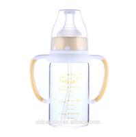 China Glass Training Baby Milk Bottle Food Grade High Hardness Milk Bottle Bpa Free Custom Milk Feeding Glass Baby Bottle for sale