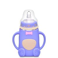 China New Design High Temperature Resistant Baby Bottle Cute Outer Casing Silicone Baby Bottle for sale