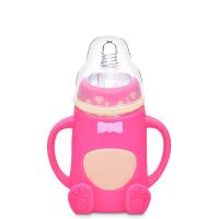 China New Design High Temperature Resistant Baby Bottle Cute Outer Casing Silicone Baby Bottle for sale