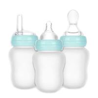 China Wide Mouth Silicone Milk Bottle Multifunctional Baby Straw Water Cup Silicone Squeeze Soft Spoon Food Supplement Bottle for sale