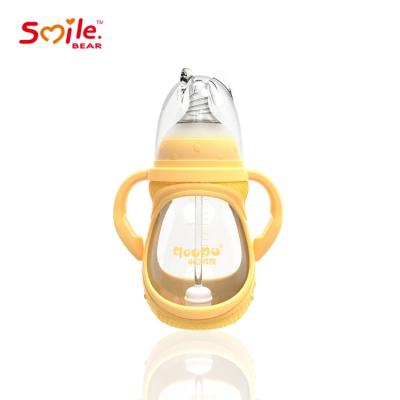 China New Design BPS And BPA Free Eco-Friendly Glass Baby Feeding Bottle for sale