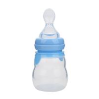 China New Arrival Creative Squeeze Spoon Unbreakable Food Dispenser Feeder Baby Silicone Feeding Bottle with Spoon for sale