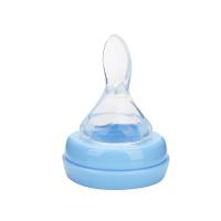China New Arrival Creative Squeeze Spoon Unbreakable Food Dispenser Feeder Baby Silicone Feeding Bottle with Spoon for sale