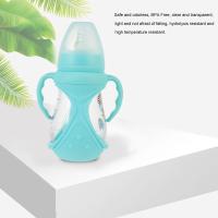 China Anti Drop Glass Feeding Bottle Hand Free With Protective Silicone Sleeve for sale