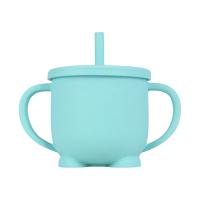 China Custom Reusable Bpa Free Double Handle Silicone Baby Children Toddler Infant Training Cups With Straws for sale