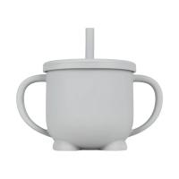 China Custom Reusable Bpa Free Double Handle Silicone Baby Children Toddler Infant Training Cups With Straws for sale