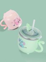 China Custom Steel Baby Sippy Cup With Shape With Double Handle Silicone Baby Children for sale