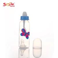 China 250ml Fashionable adult BPA free silicone baby feeding bottle with spoon for sale
