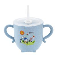 China Wholesale Wheat Straw Straw Water Cup With Scale Baby Drinking Cup With Lid Children Cute Cartoon Water Cup for sale