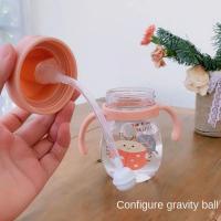 China 350ml Baby Sippy Water Cup Kid Handle Learn Feeding Drinking Bottle Anti-choking with Gravity Ball Kids Training Cup with Straw for sale