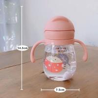 China 350ml Baby Sippy Water Cup Kid Handle Learn Feeding Drinking Bottle Anti-choking with Gravity Ball Kids Training Cup with Straw for sale