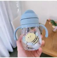 China 350ml Baby Sippy Water Cup Kid Handle Learn Feeding Drinking Bottle Anti-choking with Gravity Ball Kids Training Cup with Straw for sale