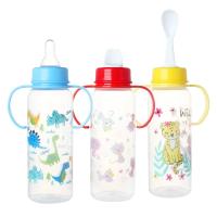 China Hot-selling Cute Children Plastic Straw Water Bottle With Handle Anti-fall Children Gift Baby Student Sports Cartoon Bottle for sale