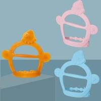 China Factory direct sales of baby silicone teether round ing strap-on baby chews solid teeth gutta for sale