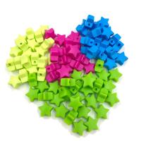 China 15 colours Factory wholesale food grade silicone baby molars five-pointed star 15mm pendant teether  fashion beads for sale