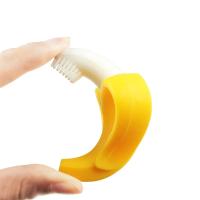 China Food Grade Banana Shape Teether  Toothbrush  BPA Free Silicone Baby Teether for sale