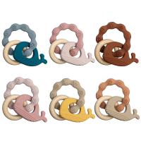 China BPA Free Baby Chewing Animal Shape Teething Toys Silicone And Wood Teether for sale