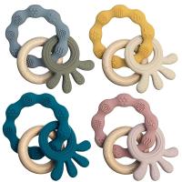 China BPA Free Baby Chewing Animal Shape Teething Toys Silicone And Wood Teether for sale