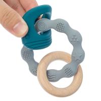 China BPA Free Baby Chewing Animal Shape Teething Toys Silicone And Wood Teether for sale