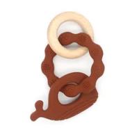 China BPA Free Baby Chewing Animal Shape Teething Toys Silicone And Wood Teether for sale