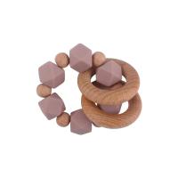 China Baby Teething Toys Rattle Soft Bpa Free Cartoon Wood Baby Teether Ring Kids Food Grade Baby Silicone Teether for sale