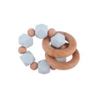 China Baby Teething Toys Rattle Soft Bpa Free Cartoon Wood Baby Teether Ring Kids Food Grade Baby Silicone Teether for sale