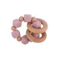 China Baby Teething Toys Rattle Soft Bpa Free Cartoon Wood Baby Teether Ring Kids Food Grade Baby Silicone Teether for sale