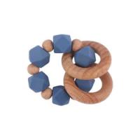 China Baby Teething Toys Rattle Soft Bpa Free Cartoon Wood Baby Teether Ring Kids Food Grade Baby Silicone Teether for sale