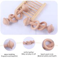 China Baby Teething Toys Organic Beech Wood Ring Teether Wooden Baby Rattle Teething Toys for sale