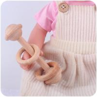 China Baby Teething Toys Organic Beech Wood Ring Teether Wooden Baby Rattle Teething Toys for sale