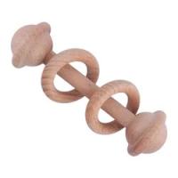 China Baby Teething Toys Organic Beech Wood Ring Teether Wooden Baby Rattle Teething Toys for sale