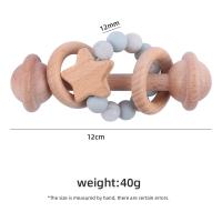 China Beech Wooden Baby Rattle Shake Toy Wood Animal Teether Ring Grasping Teething Toys for sale