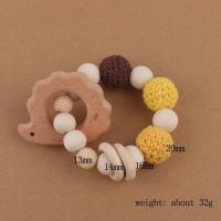China Wholesale Baby Crochet Beads Teether Shower Gift Wooden Ring Rattles Baby Silicone Teething Bracelet for sale