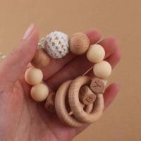 China Baby Teething Toys Rattle Soft Bpa Free Cartoon Wood Baby Teether Ring Kids Food Grade Baby Silicone Teether for sale
