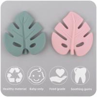 China Molar Infant Chew Toys Leaf Shape Food Grade Silicone Baby Teether for sale