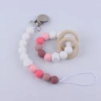 China Wholesale Custom Reusable Food Grade Silicone Beads Dummy Clip Silicone Baby Nipples Pacifier Chain Clips Holder Case Set for sale