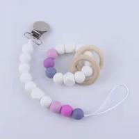 China Wholesale Custom Reusable Food Grade Silicone Beads Dummy Clip Silicone Baby Nipples Pacifier Chain Clips Holder Case Set for sale