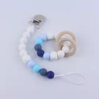 China Wholesale Custom Reusable Food Grade Silicone Beads Dummy Clip Silicone Baby Nipples Pacifier Chain Clips Holder Case Set for sale