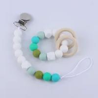 China Wholesale Custom Reusable Food Grade Silicone Beads Dummy Clip Silicone Baby Nipples Pacifier Chain Clips Holder Case Set for sale