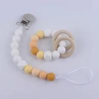 China Wholesale Custom Reusable Food Grade Silicone Beads Dummy Clip Silicone Baby Nipples Pacifier Chain Clips Holder Case Set for sale