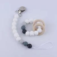 China Wholesale Custom Reusable Food Grade Silicone Beads Dummy Clip Silicone Baby Nipples Pacifier Chain Clips Holder Case Set for sale