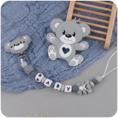 China Wholesale Custom Reusable Food Grade Silicone Beads Dummy Clip Silicone Baby Nipples Pacifier Chain Clips Set for sale