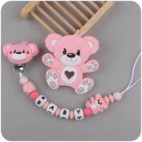 China Wholesale Custom Reusable Food Grade Silicone Beads Dummy Clip Silicone Baby Nipples Pacifier Chain Clips Set for sale